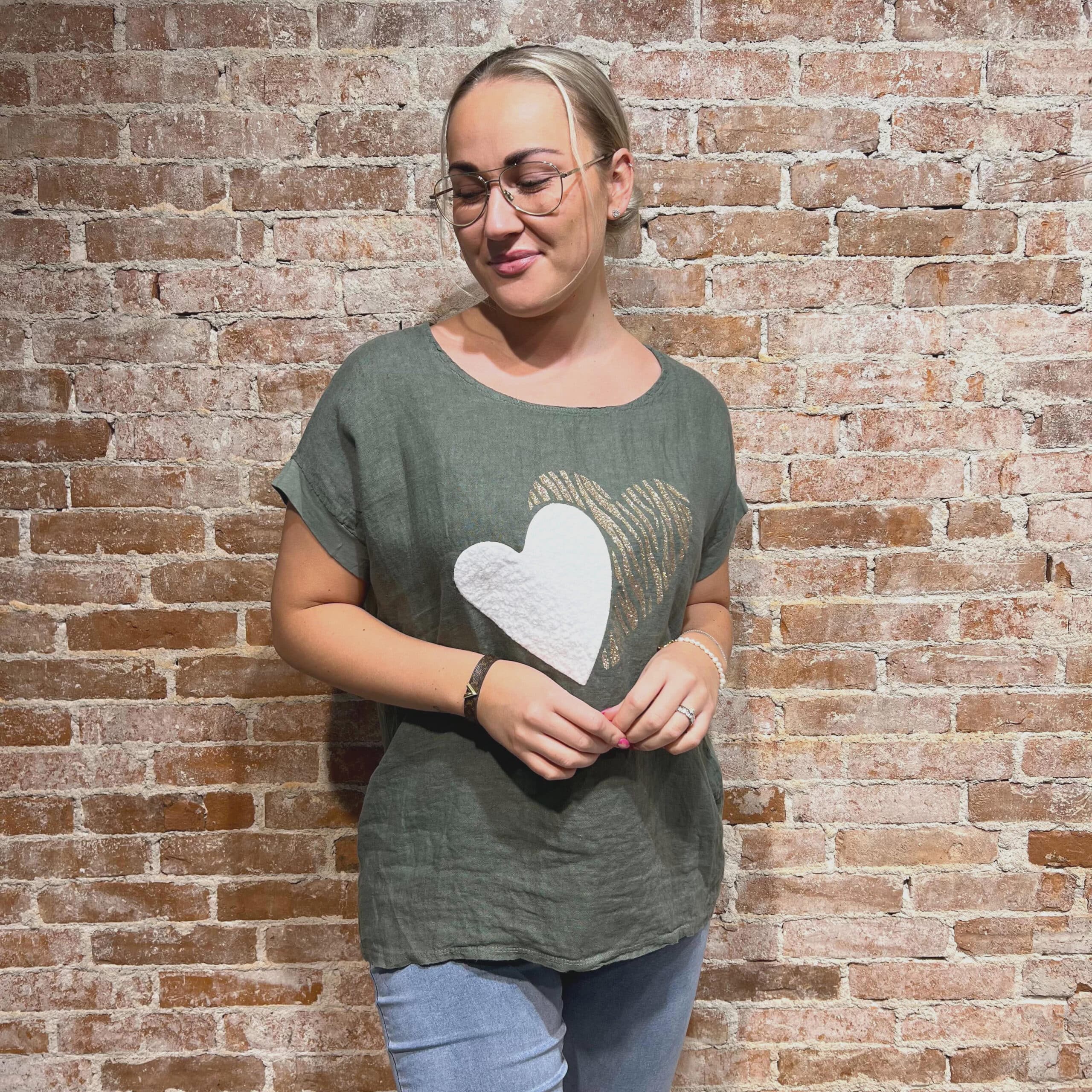 Devin heart blouse army - Louise-viborg