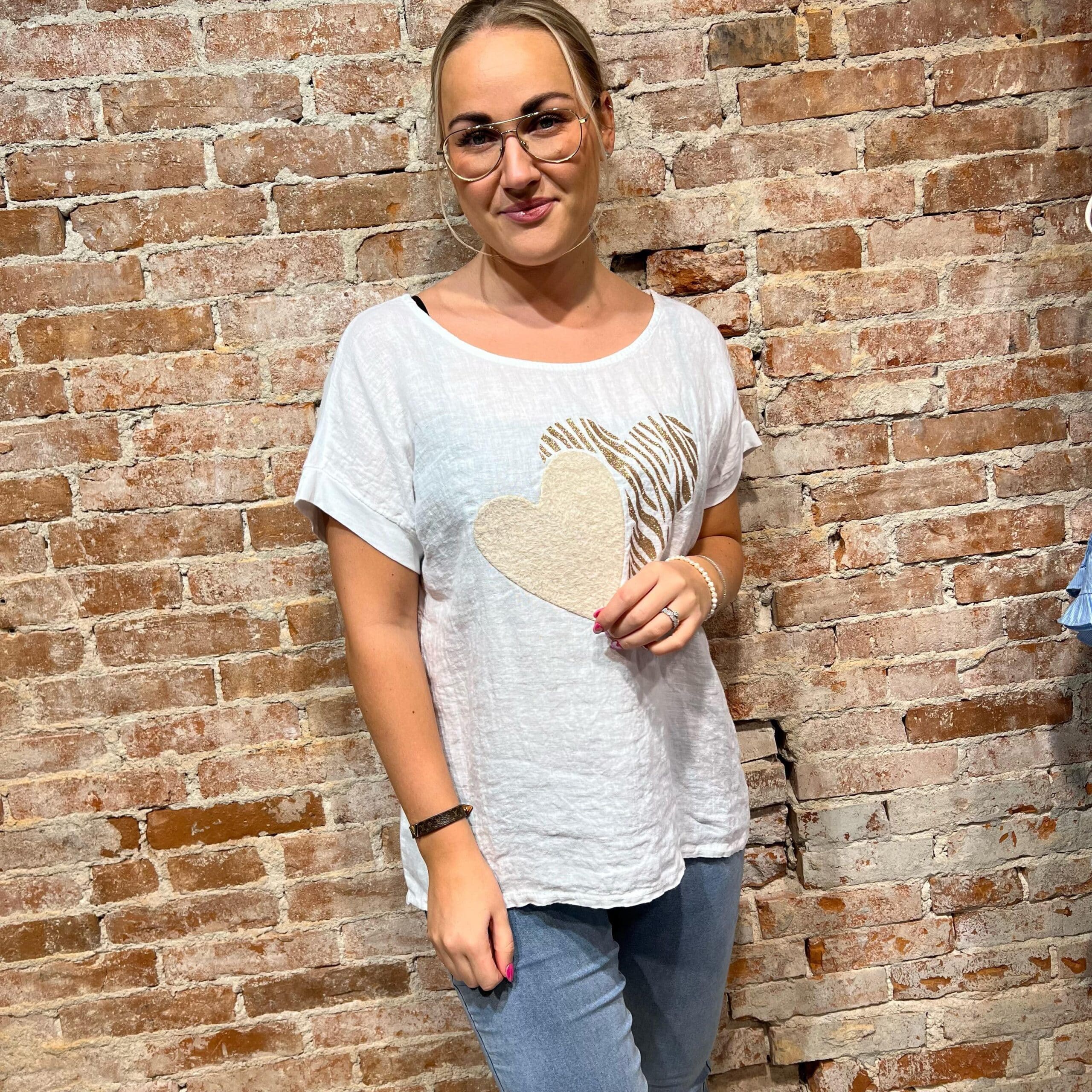 Devin heart blouse white - Louise-viborg