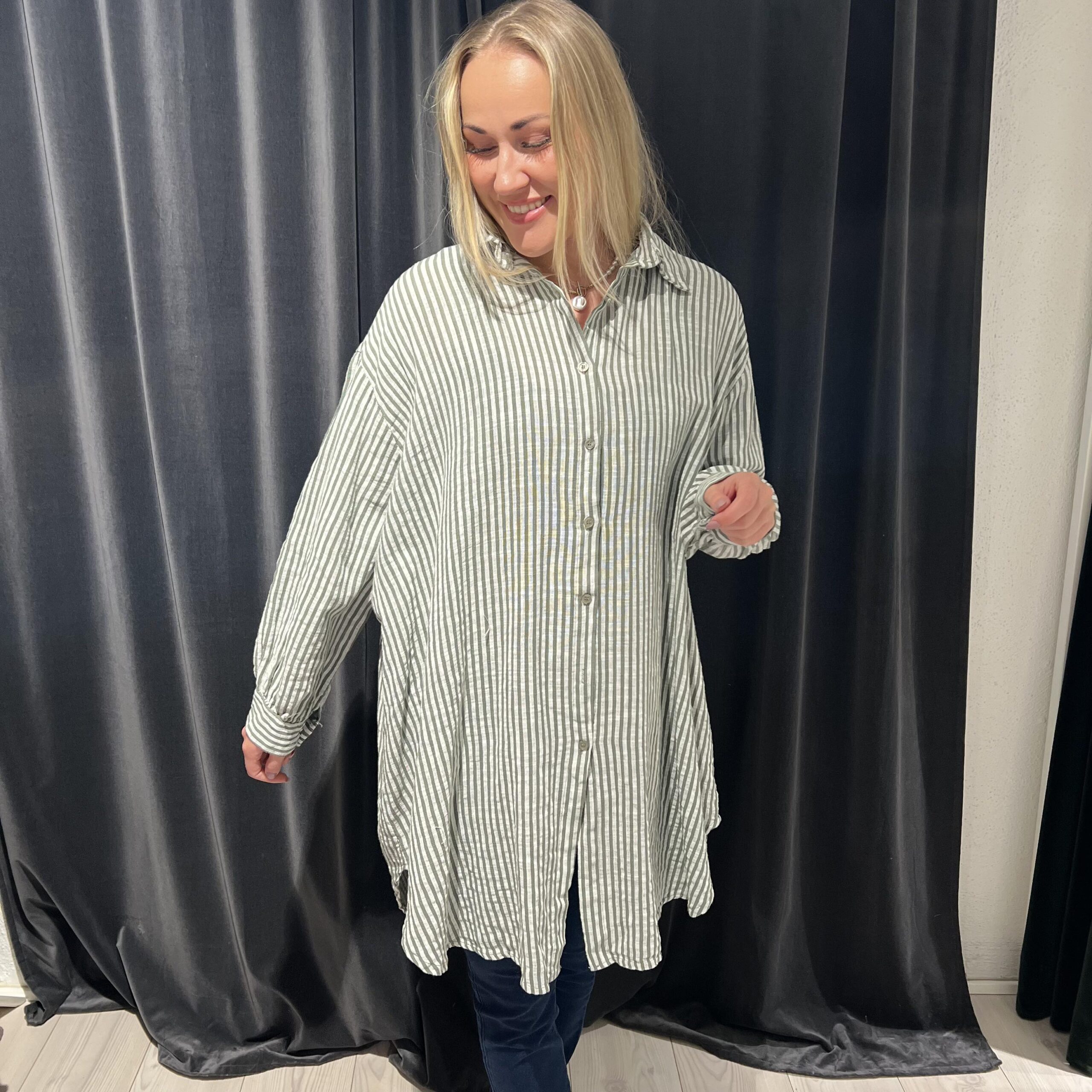 Deva shirt green stripe - Louise-viborg