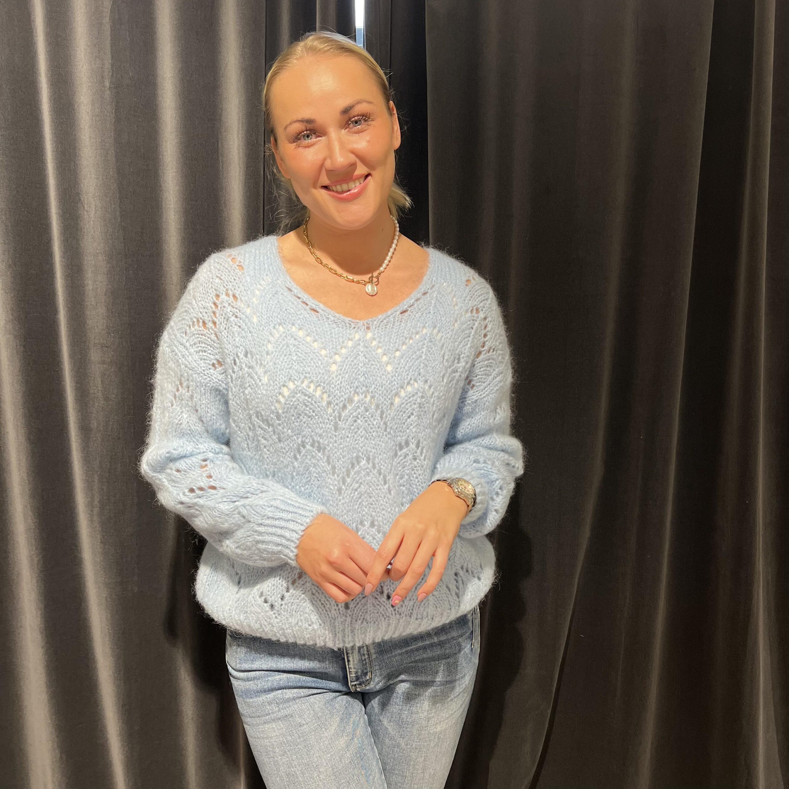 Sif knit light blue - Louise-viborg