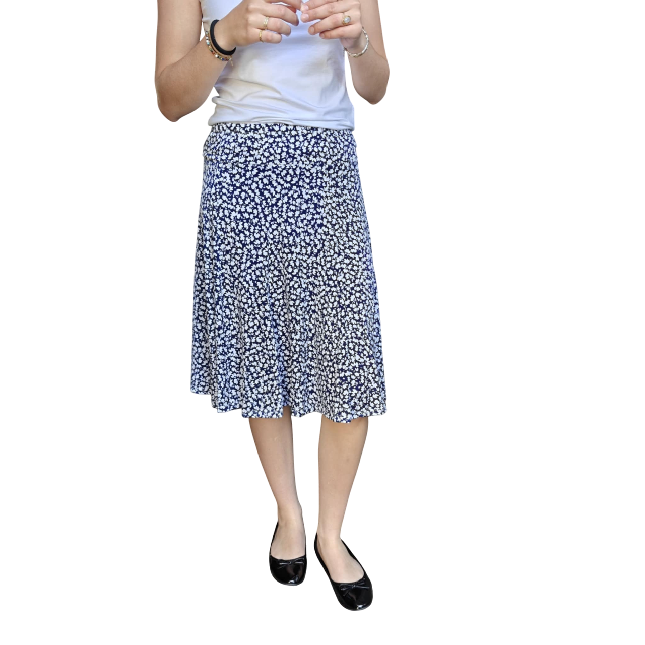 Lilli skirt dark blue white flower - Louise-viborg